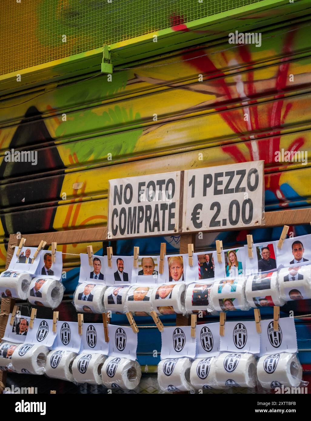 Naples, Italy - June 24, 2024: Creative street market display featuring ...