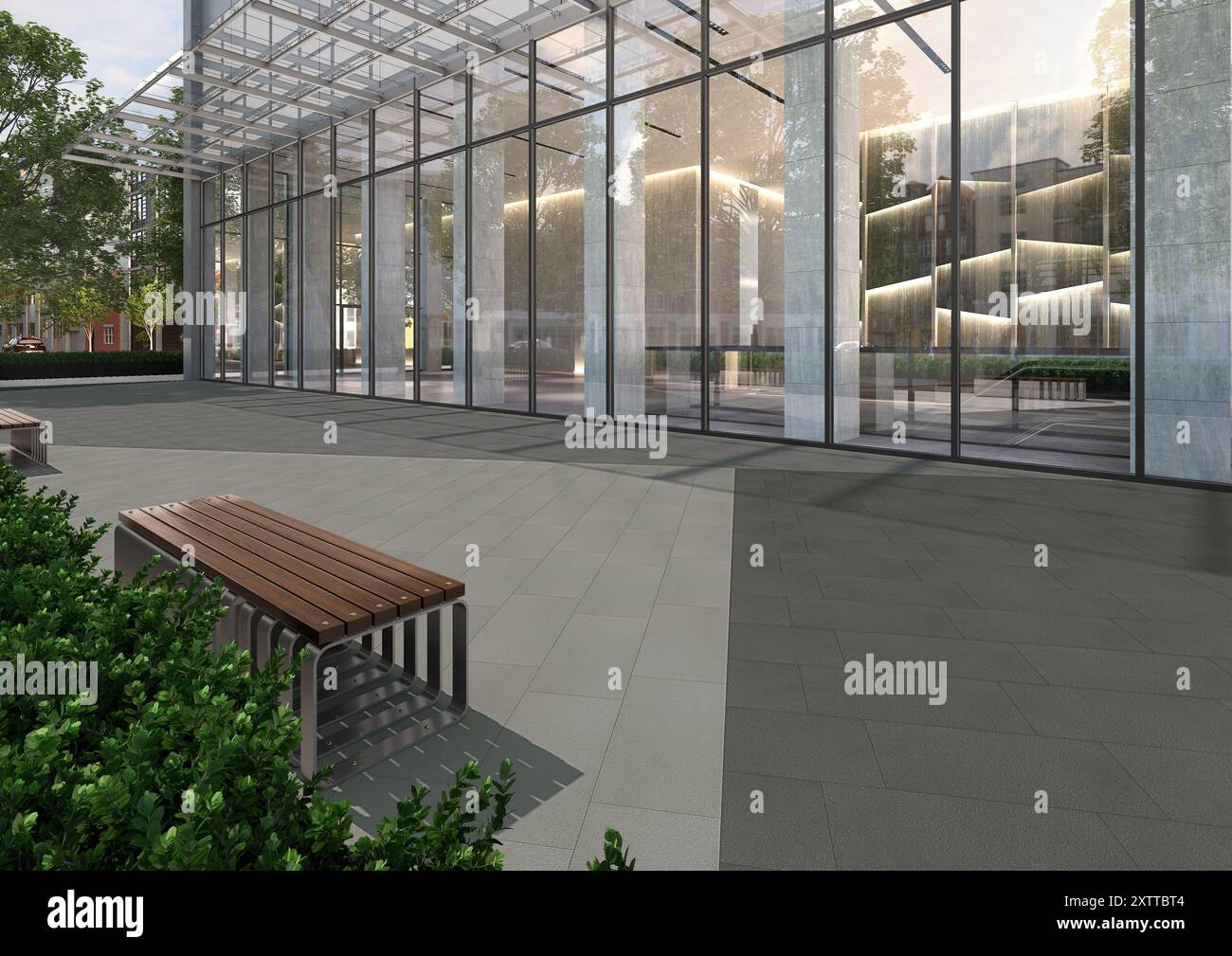 3d Renderings Office Complex Main Entrance with nice view and creative ...