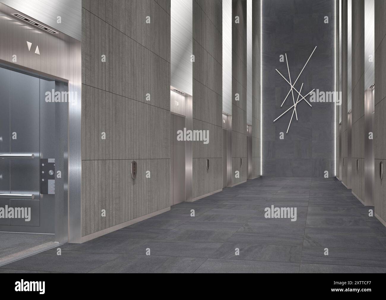 Premium photo of 3d rendering modern design elevator lift lobby in ...