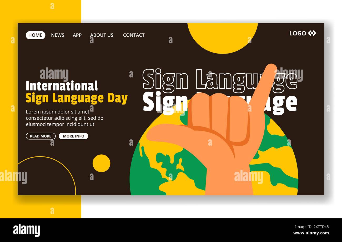 Day of Sign Languages Social Media Landing Page Cartoon Hand Drawn ...
