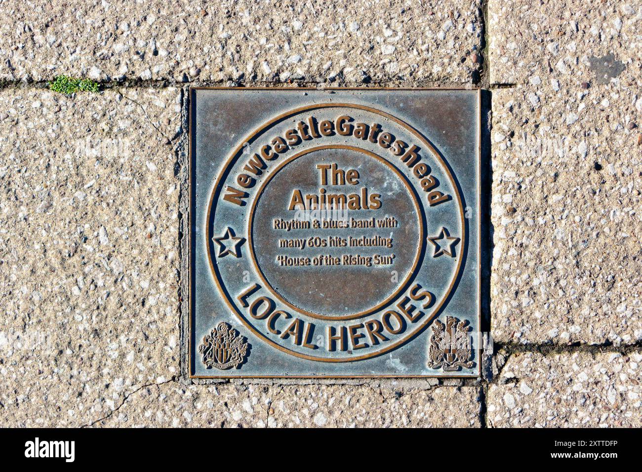 brass plaques to famous local heroes band group the animals set in the ...
