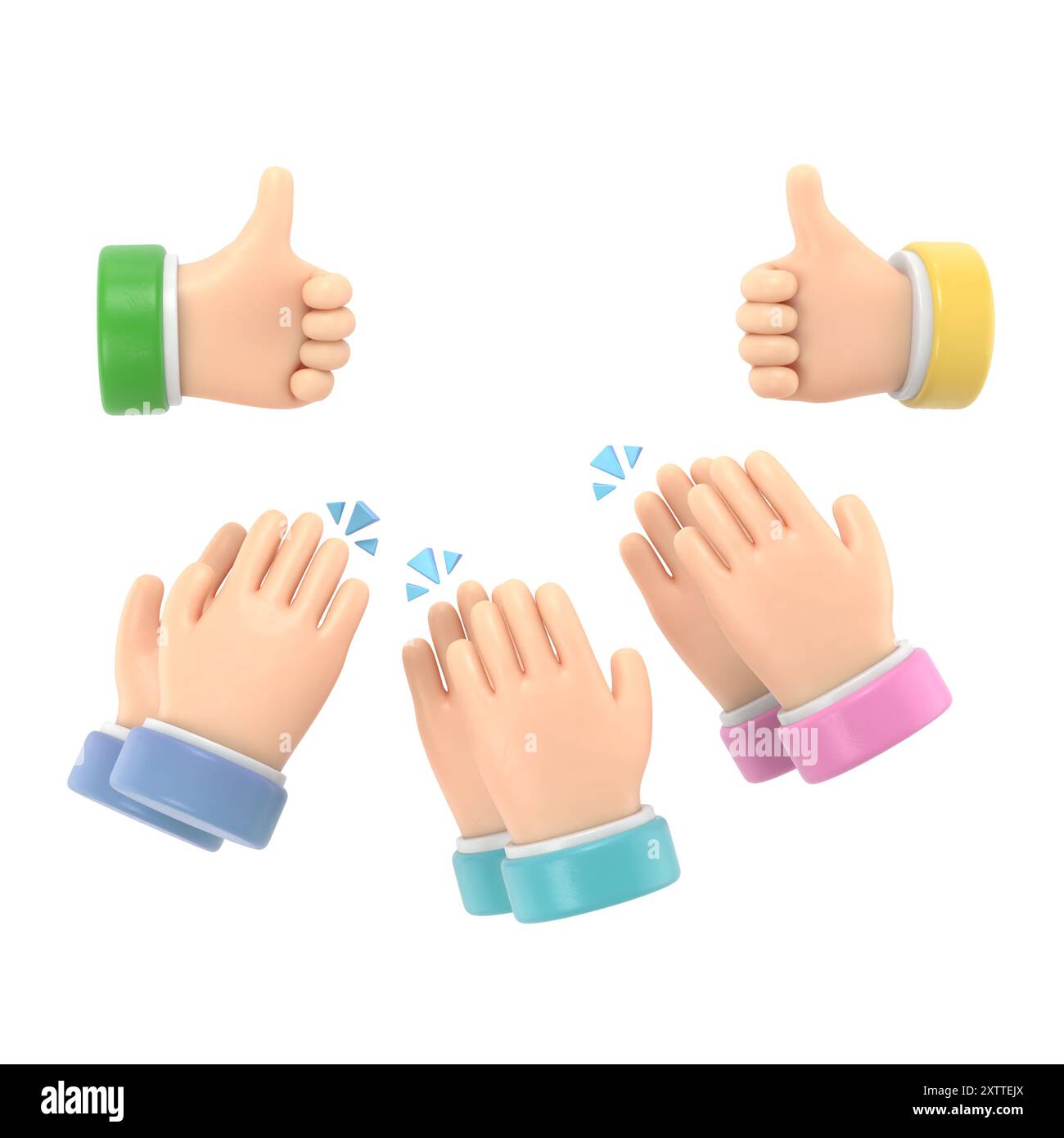 Set of people hands clapping, giving likes. Applause, ovation ...