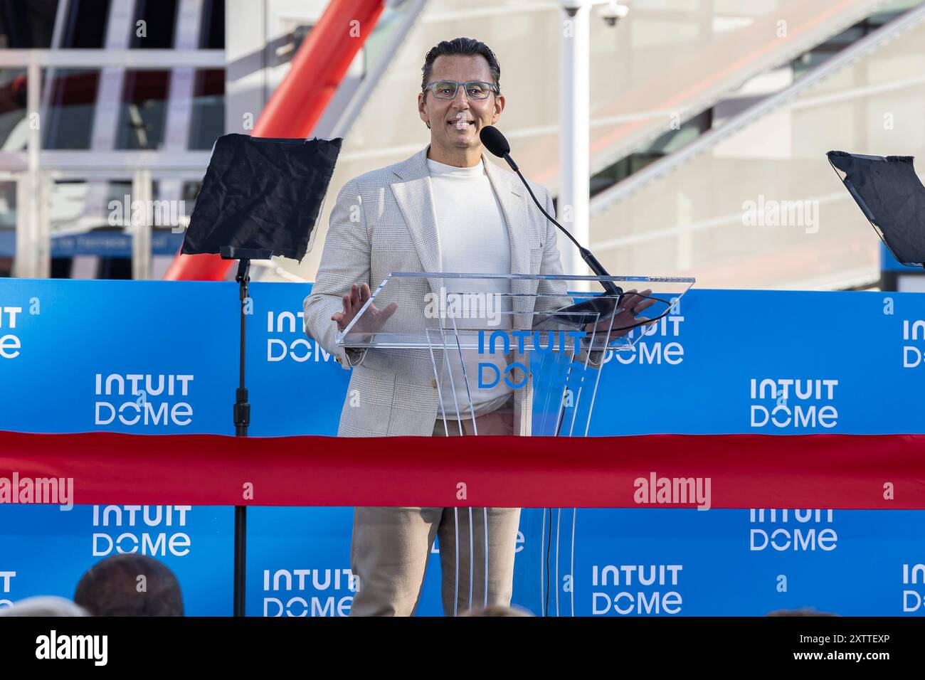 Inglewood, USA. 15th Aug, 2024. Intuit CEO Susan Goodarzi speaks at the ...