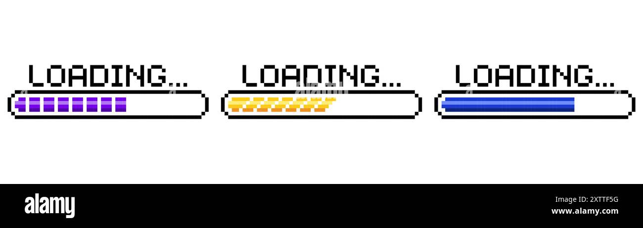 Pixel Art 8 Bit Loading Bar Concept Loading Or Installing Process Stock Vector Image And Art Alamy