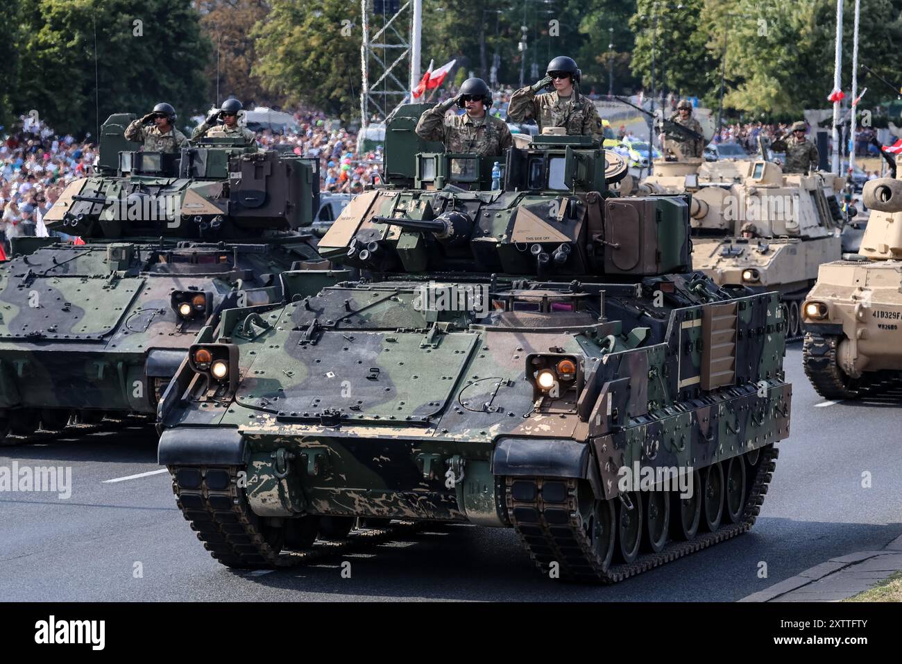 Warsaw, Poland. 15th Aug, 2024. Polish servicemen present M3 Bradley ...