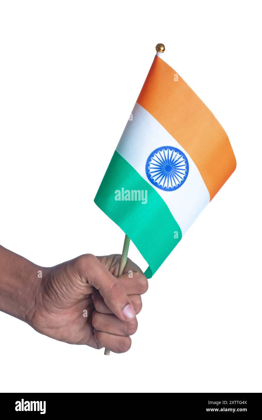 Hand holding vibrant indian flag hi-res stock photography and images ...