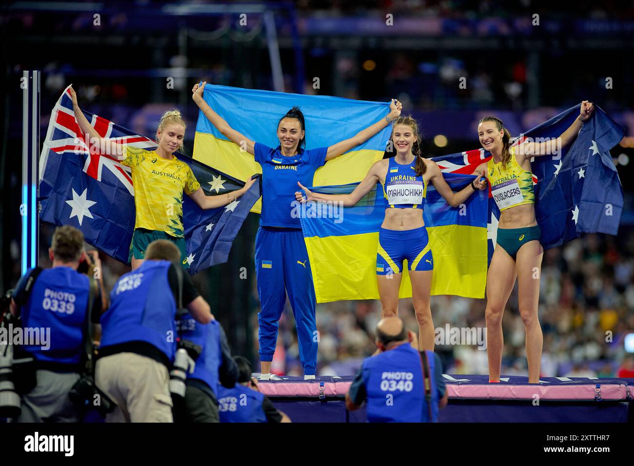 PARIS, FRANCE - 4 AUGUST, 2024: MAHUCHIKH Yaroslava, OLYSLAGERS Nicola ...