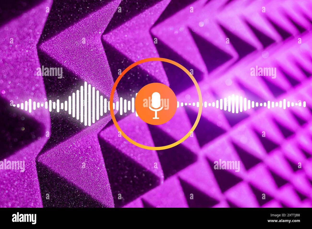 A purple background with a microphone Stock Photo - Alamy