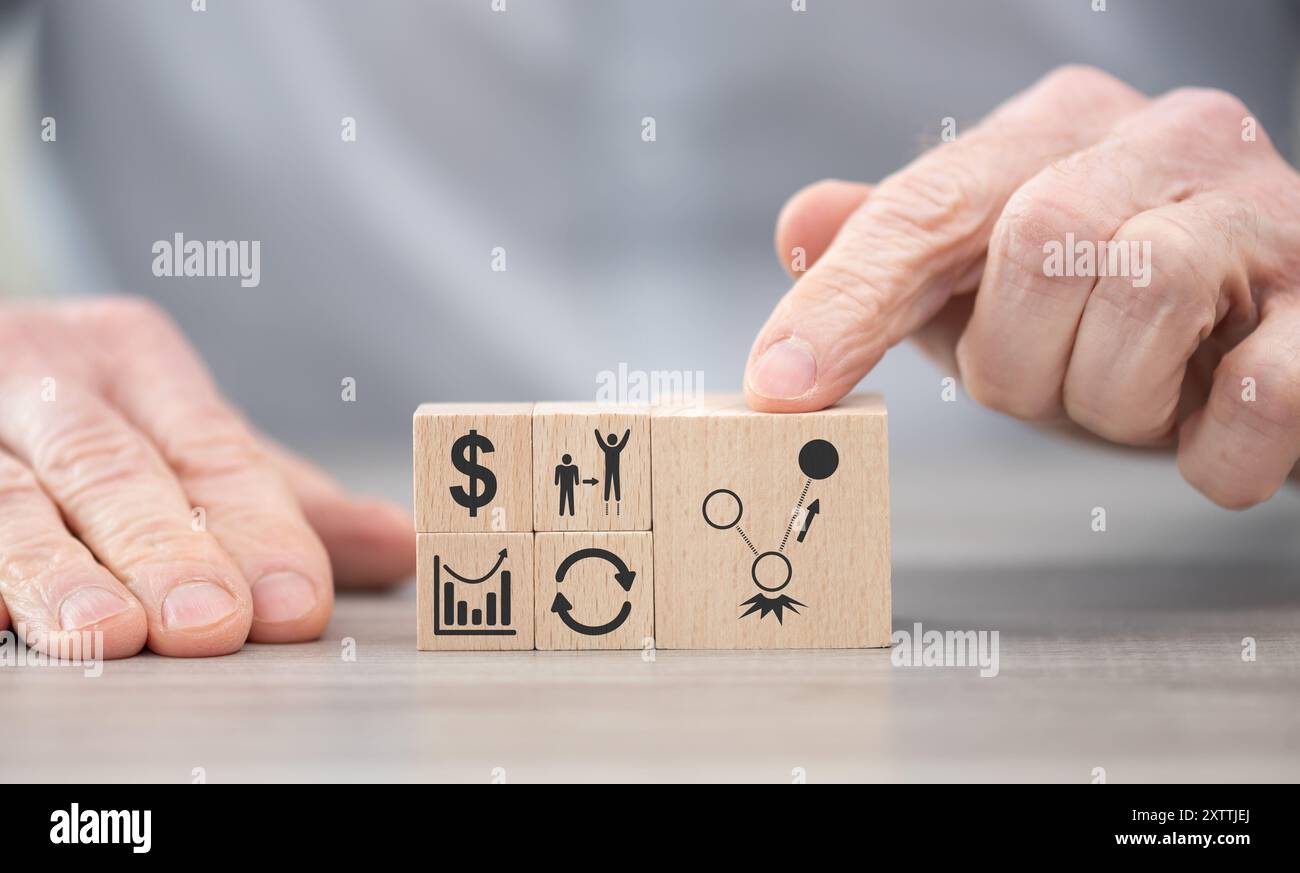 Wooden blocks with symbol of rebound concept Stock Photo - Alamy