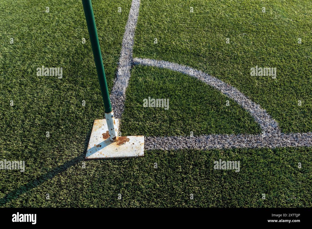 flag pole on football corner lines Stock Photo - Alamy