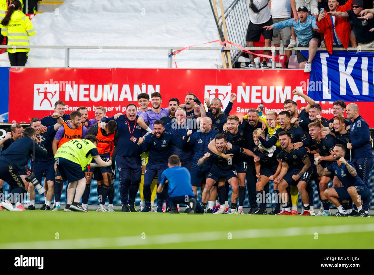 Tromso 20240815. Kilmarnock FC celebrates after the Europa Conference ...