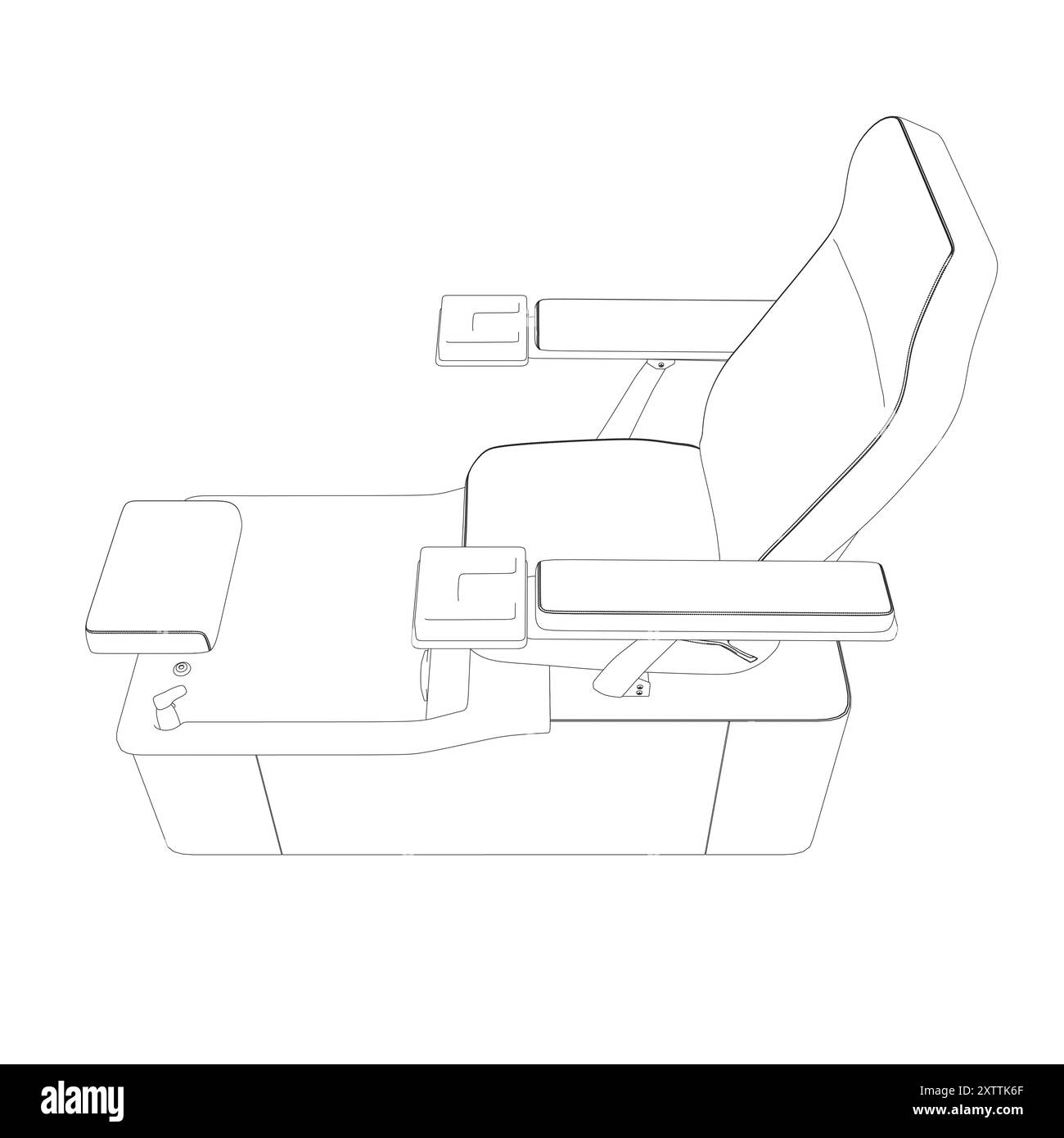 Spa Chair Outline For Washing Clients Feet Massage Chair Contour Isolated White Background