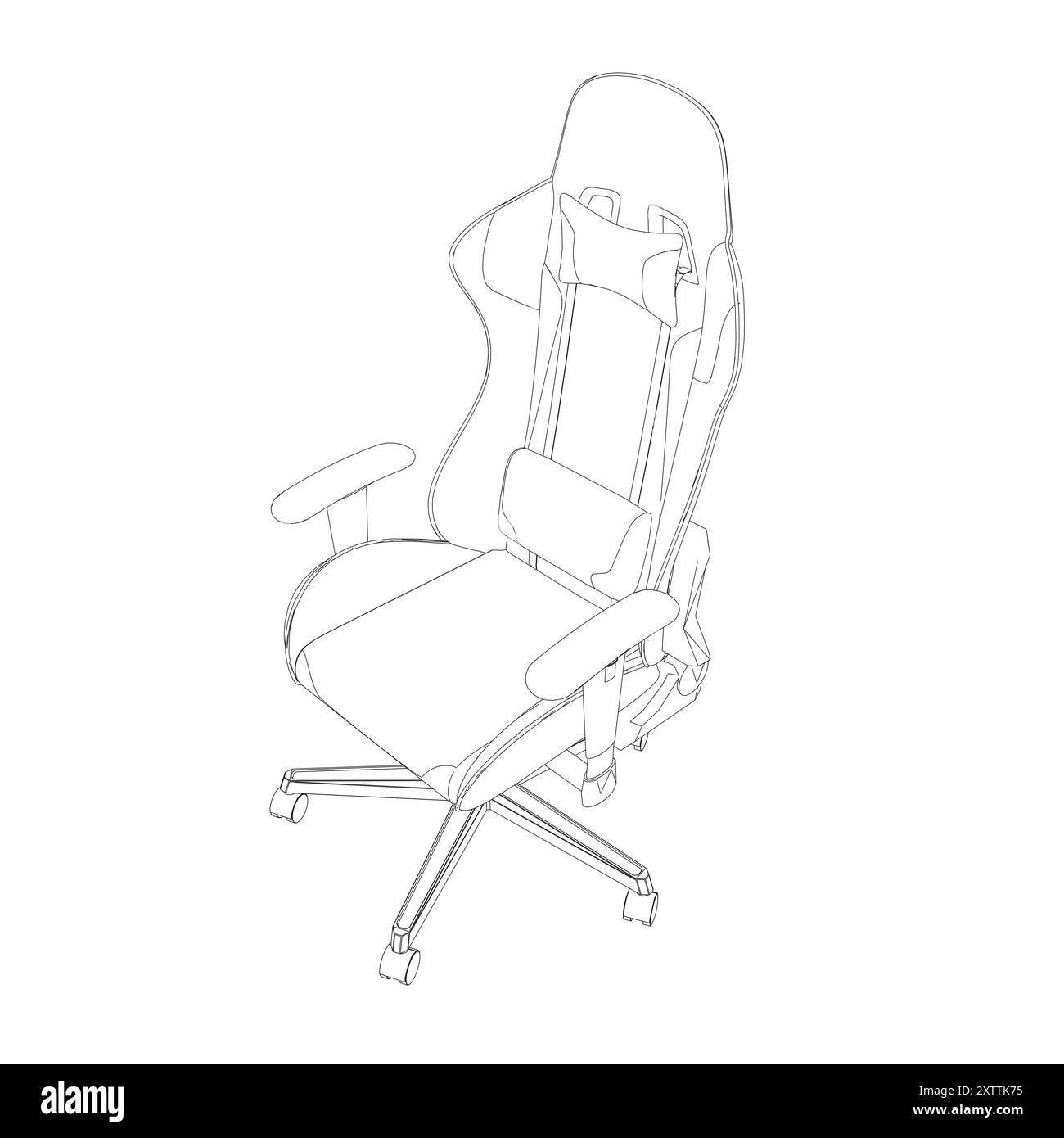 Gaming chair contour vector illustration. Drawing of computer chair ...