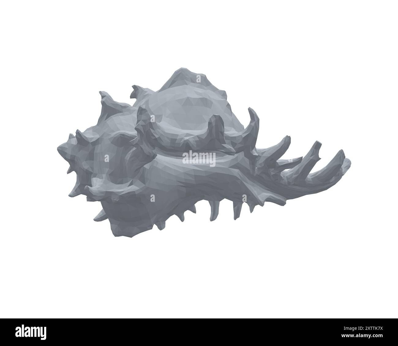 Polygonal model spiral conch sea shell, sketch style vector ...