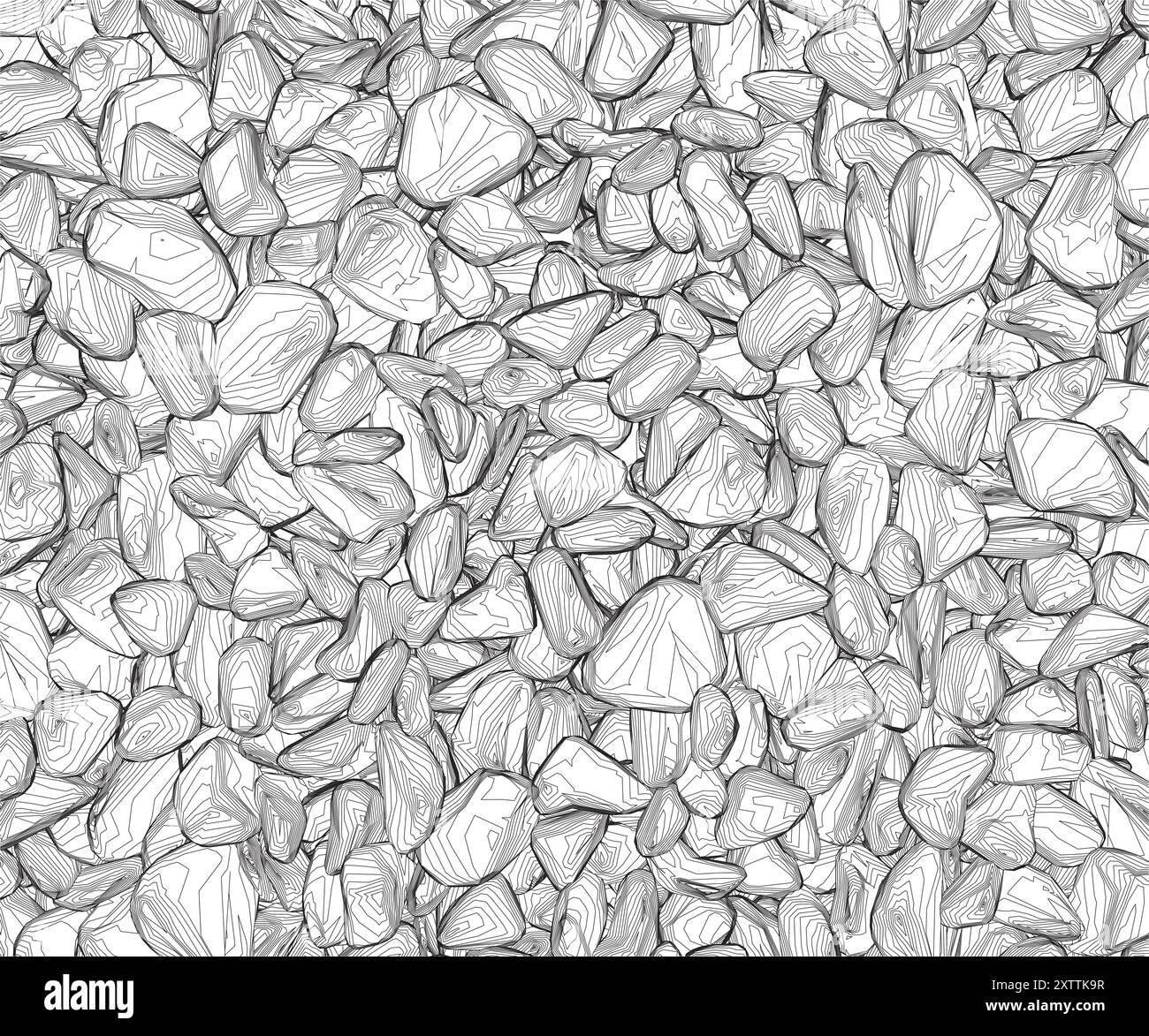 Outline background with outline of many stones from black lines ...