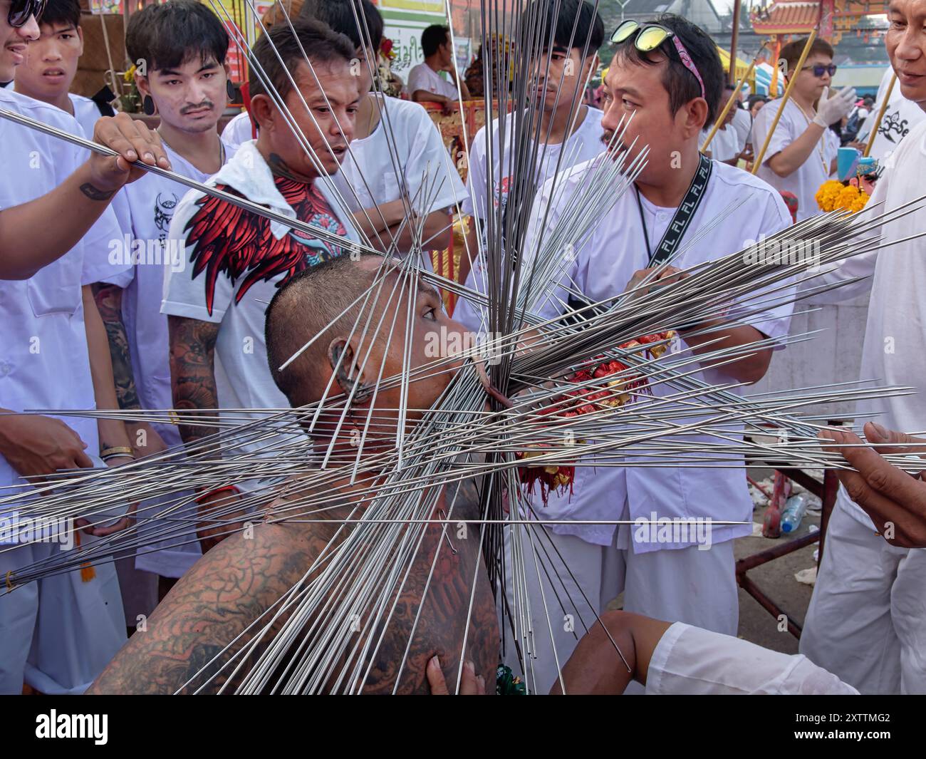 During the Vegetarian Festival in Phuket Town, Thailand, a Mah Song ...