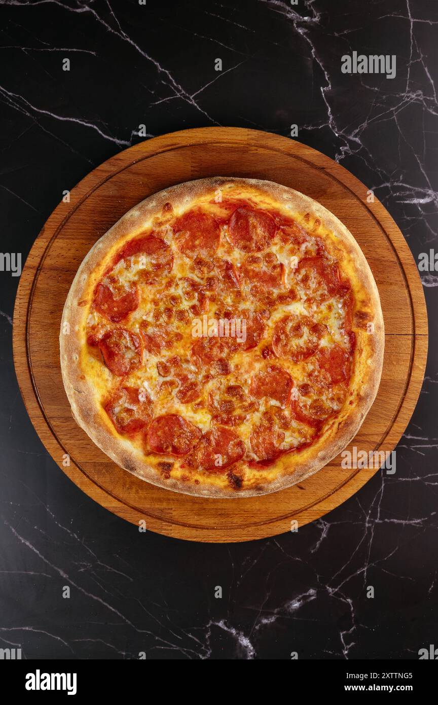 Italian pepperoni pizza. pizzeria menu Stock Photo - Alamy
