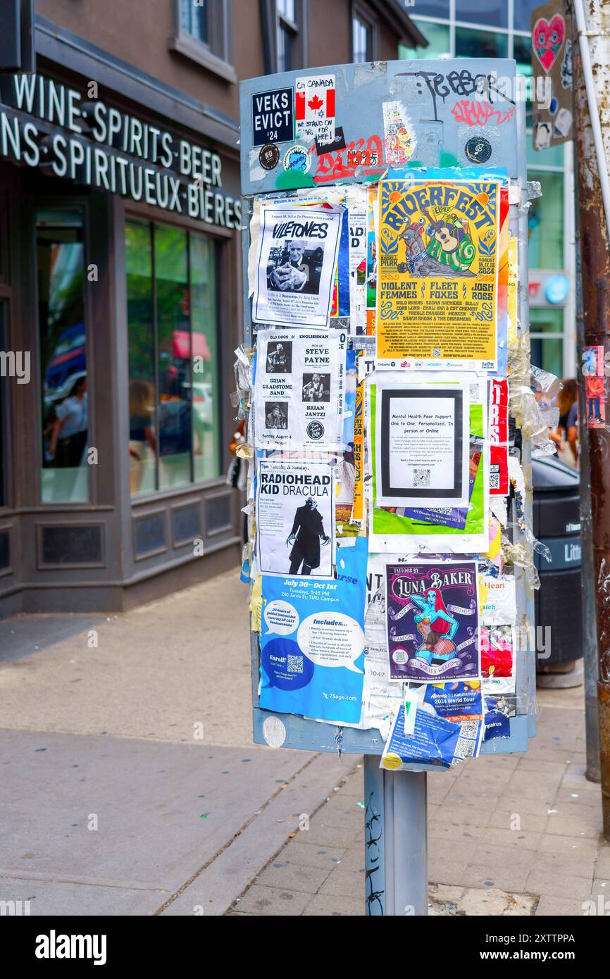 Toronto, Canada - August 14, 2024: Community advertisement billboard in ...