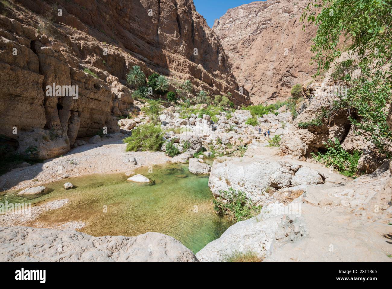 Wadi Ash Shab's gorge and river in the touristic Sultanate of Oman ...