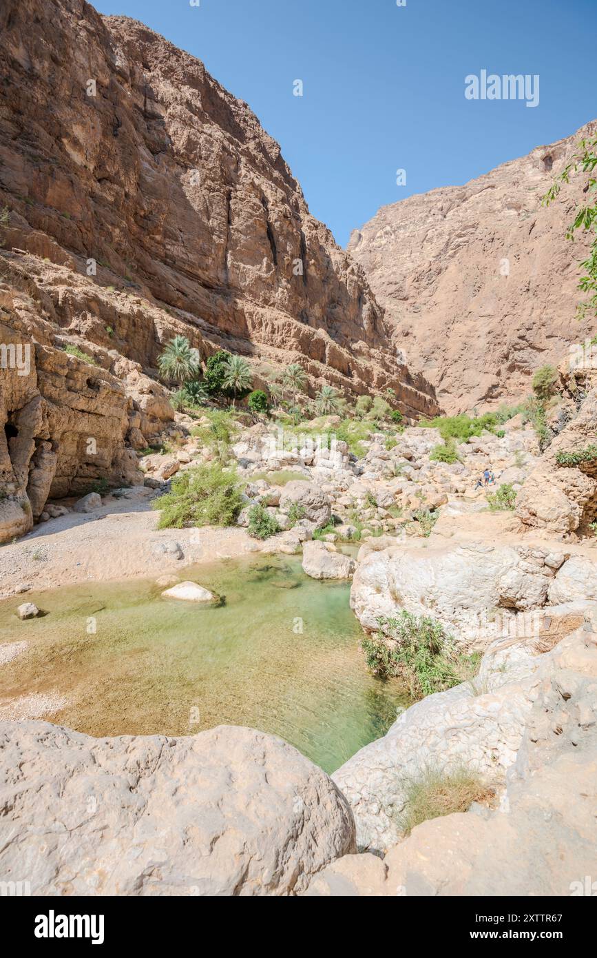 Wadi Ash Shab's gorge and river in the touristic Sultanate of Oman ...