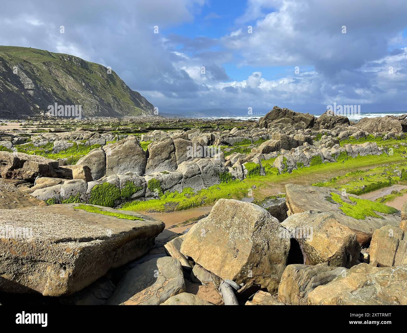 Ocean bottom at low tide in the Basque Country, Northern Spain Stock ...