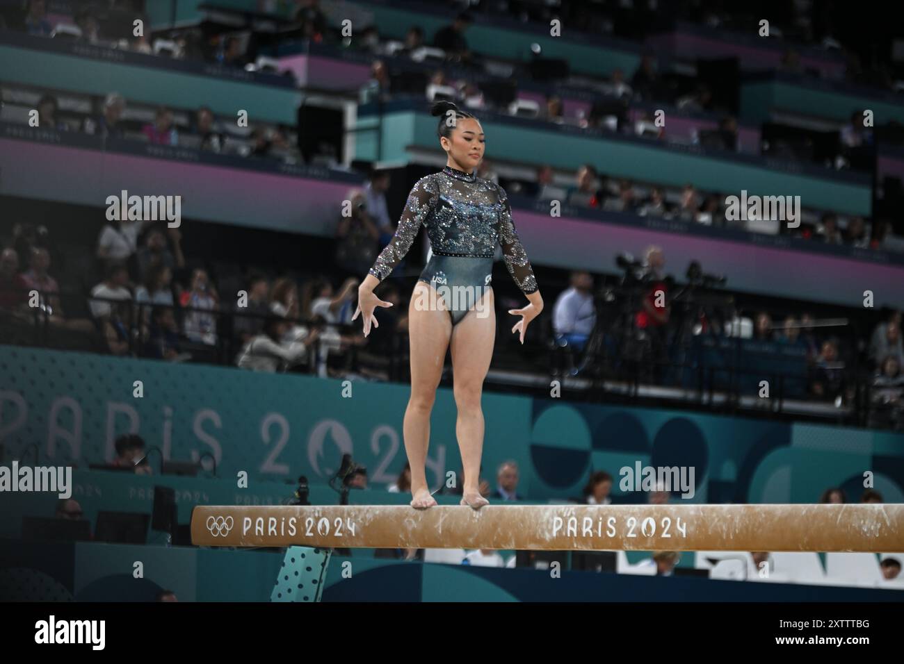 PARIS, FRANCE-28 July 2024: Sunisa Lee of USA on the balance beam ...