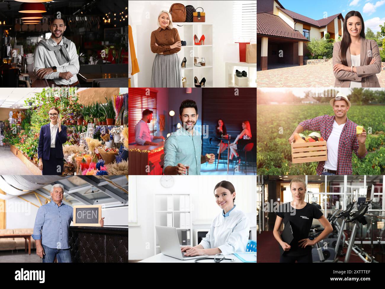 Confident people of different occupations, collage of portraits Stock ...