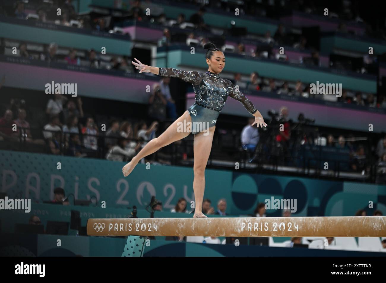 PARIS, FRANCE-28 July 2024: Sunisa Lee of USA on the balance beam ...