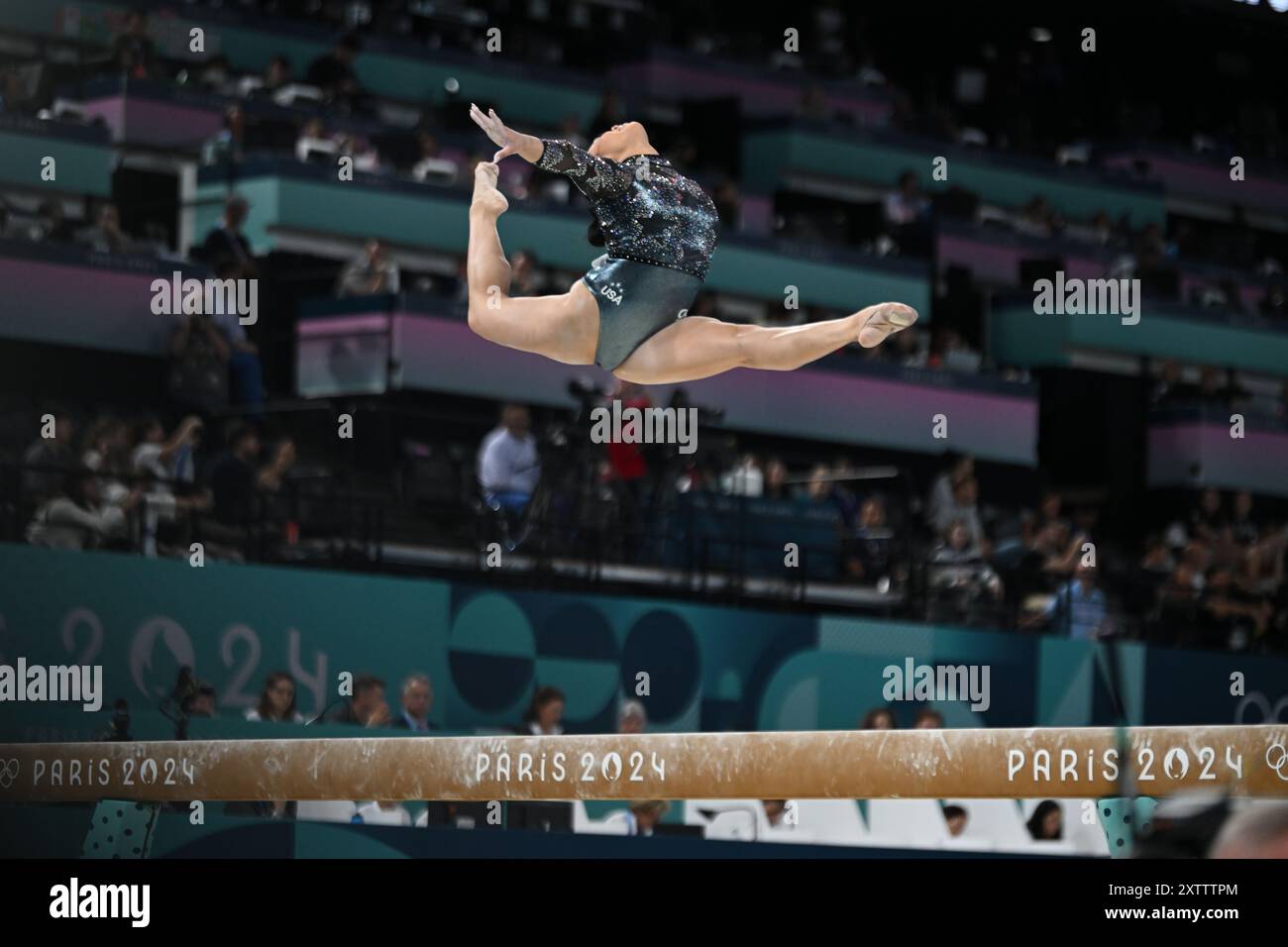 PARIS, FRANCE-28 July 2024: Sunisa Lee of USA on the balance beam ...