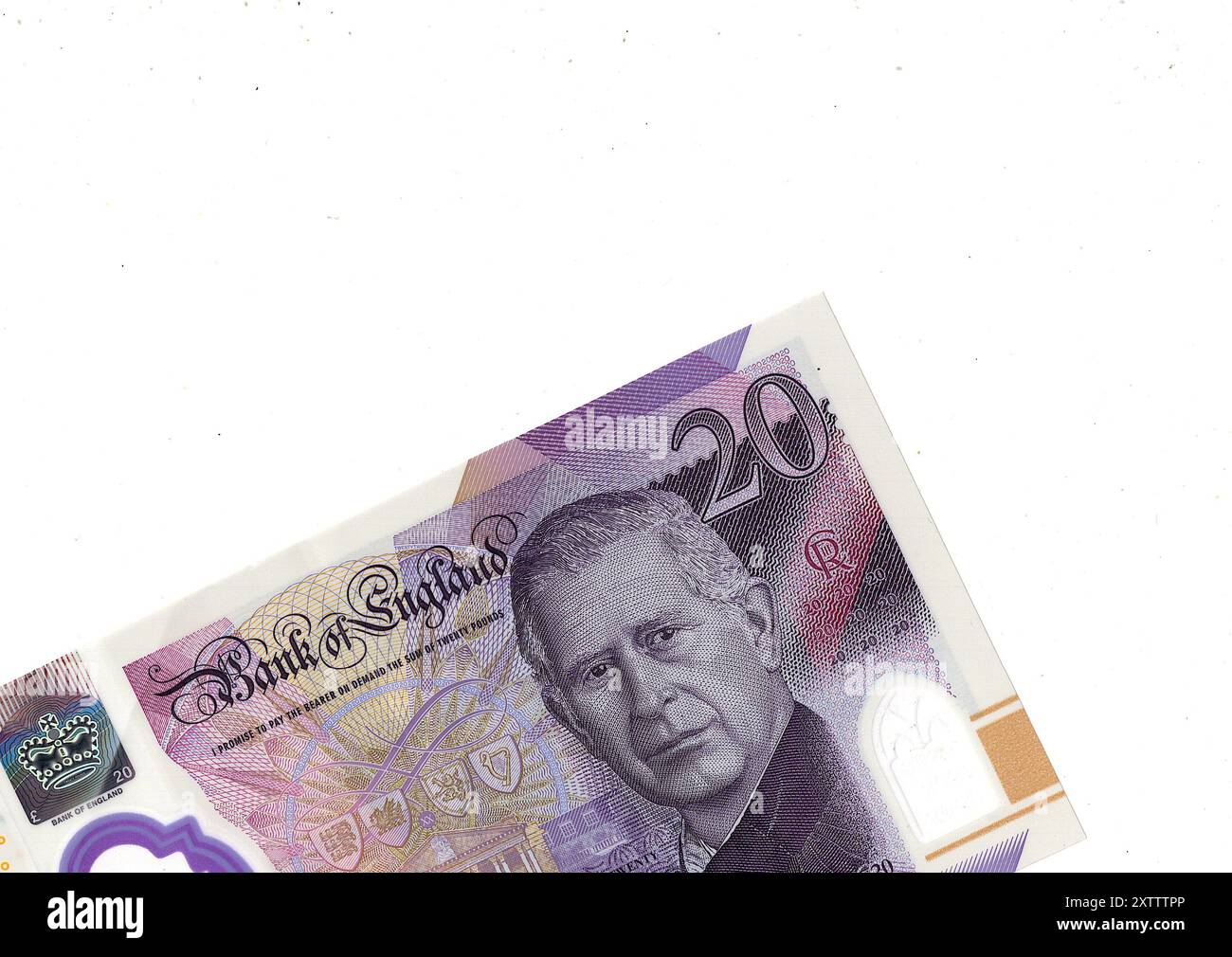 A modern King Charles III £20 banknote from the United Kingdom on a ...