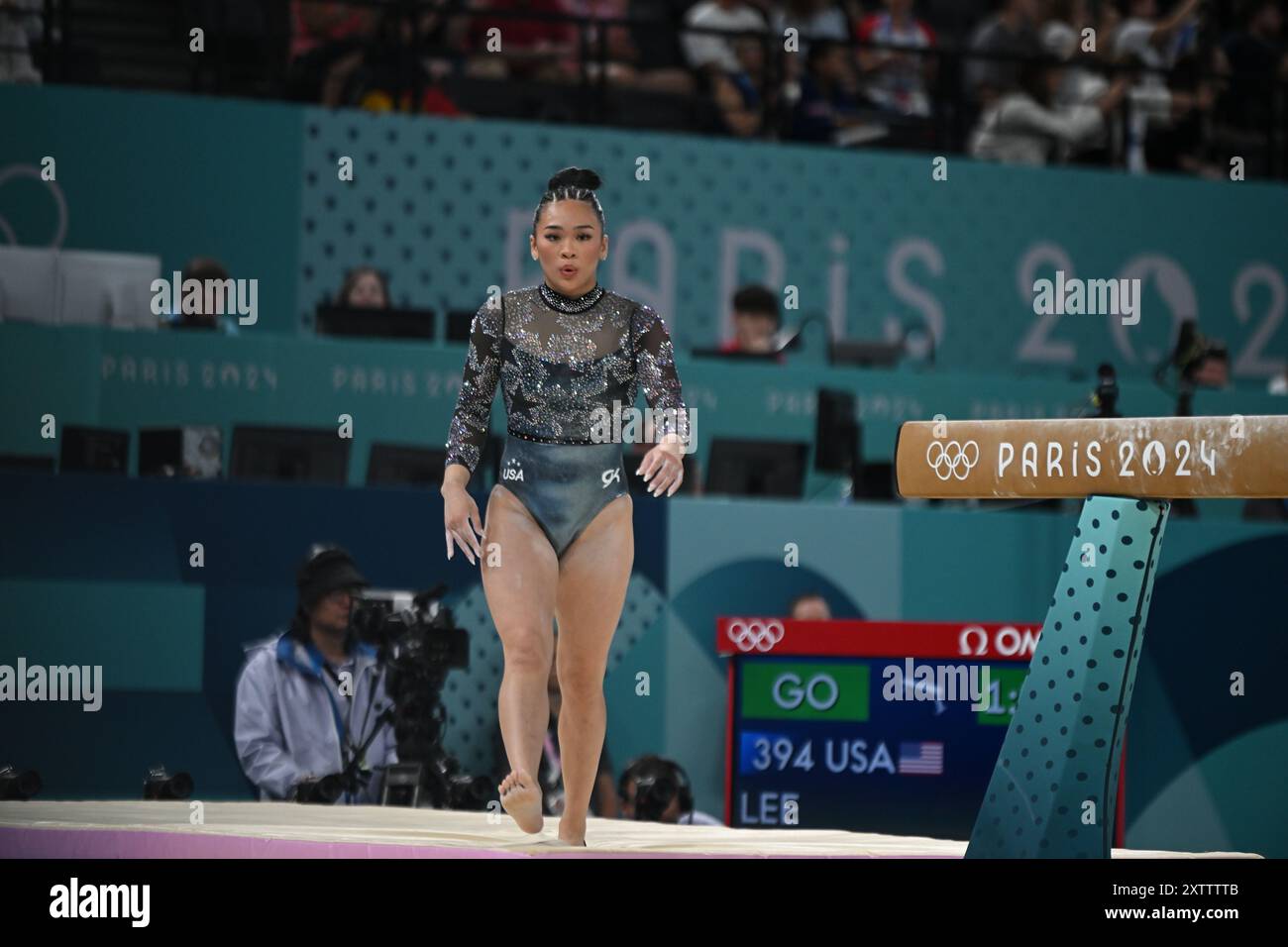 PARIS, FRANCE-28 July 2024: Sunisa Lee of USA competes on the balance ...