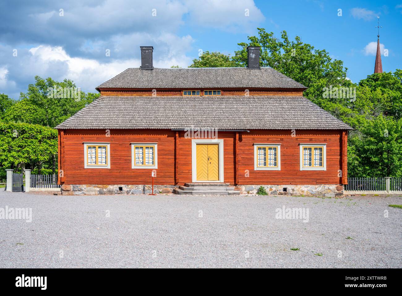 A traditional Swedish wooden house at Skogaholm Manor, displaying ...