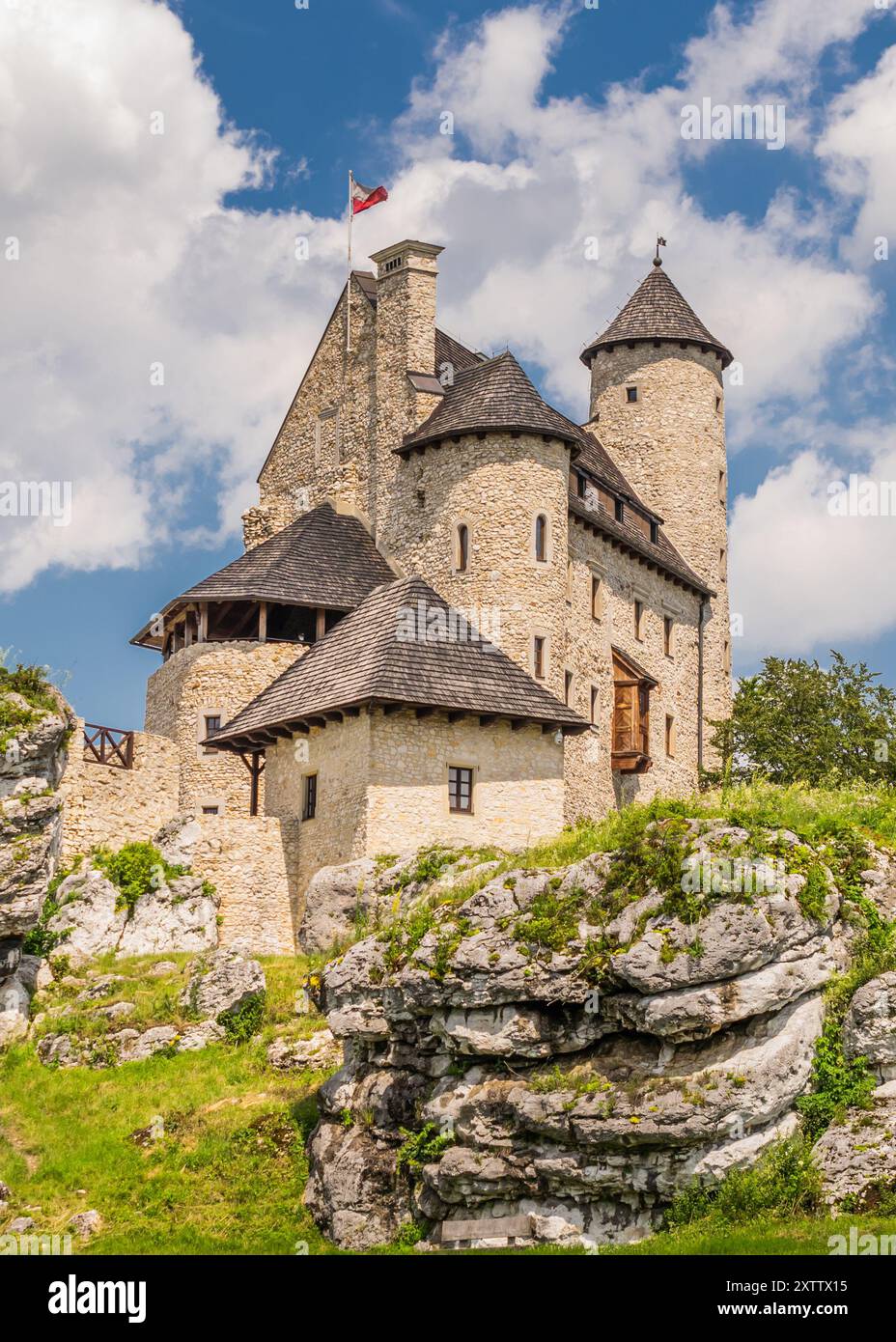 rebuilt old castle in Bobolice Stock Photo - Alamy