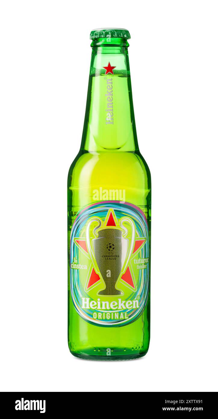 CHISINAU, MOLDOVA - August 13, 2024: Botle of Heineken beer Limited ...