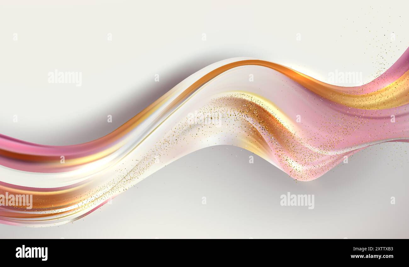Abstract gold and pink swirl wave background. Flow liquid lines design ...