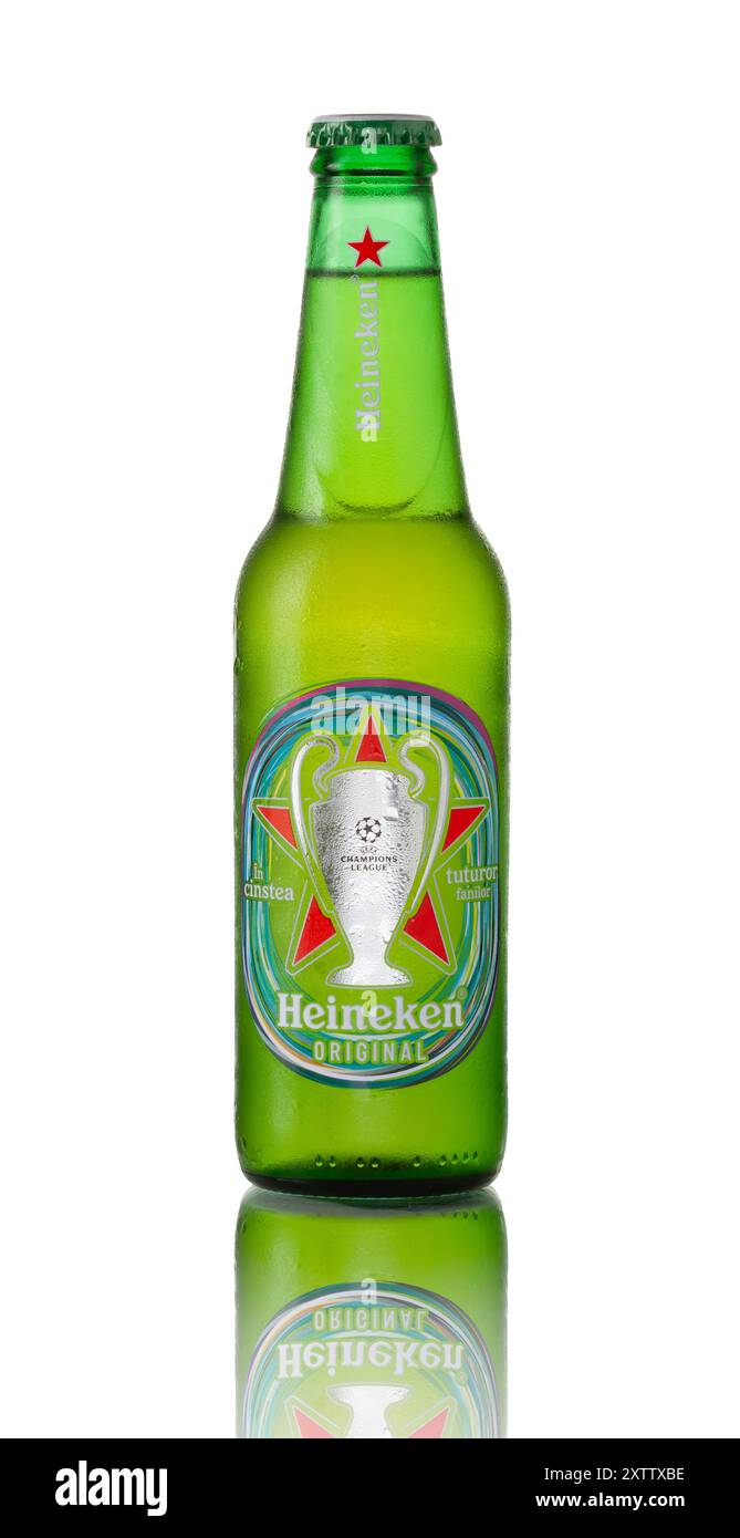 CHISINAU, MOLDOVA - August 5, 2024: Botle of Heineken beer Limited ...