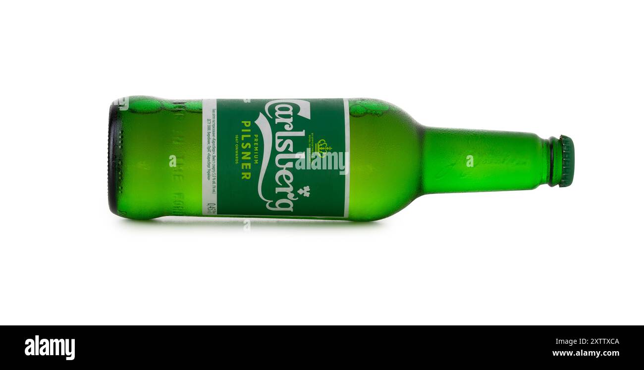 CHISINAU, MOLDOVA - August 5, 2024: Carlsberg Danish pilsner beer ...