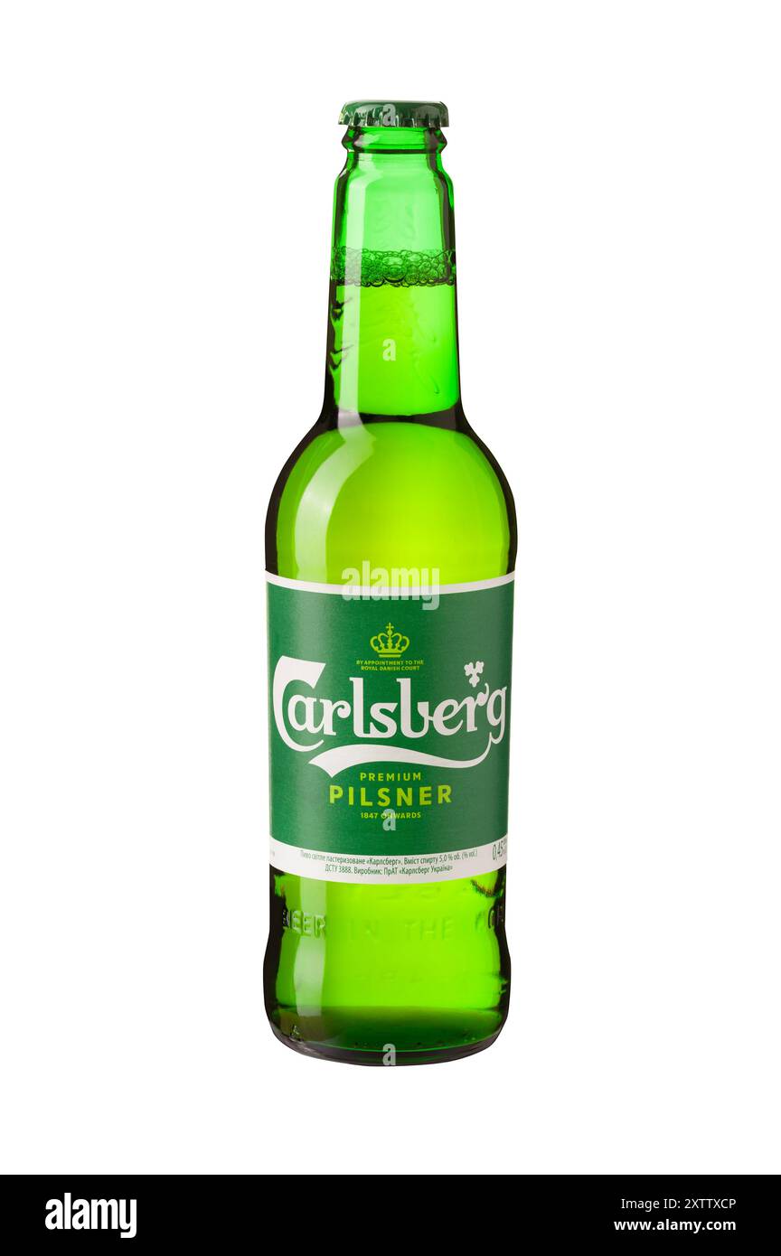 CHISINAU, MOLDOVA - August 5, 2024: Carlsberg Danish pilsner beer ...