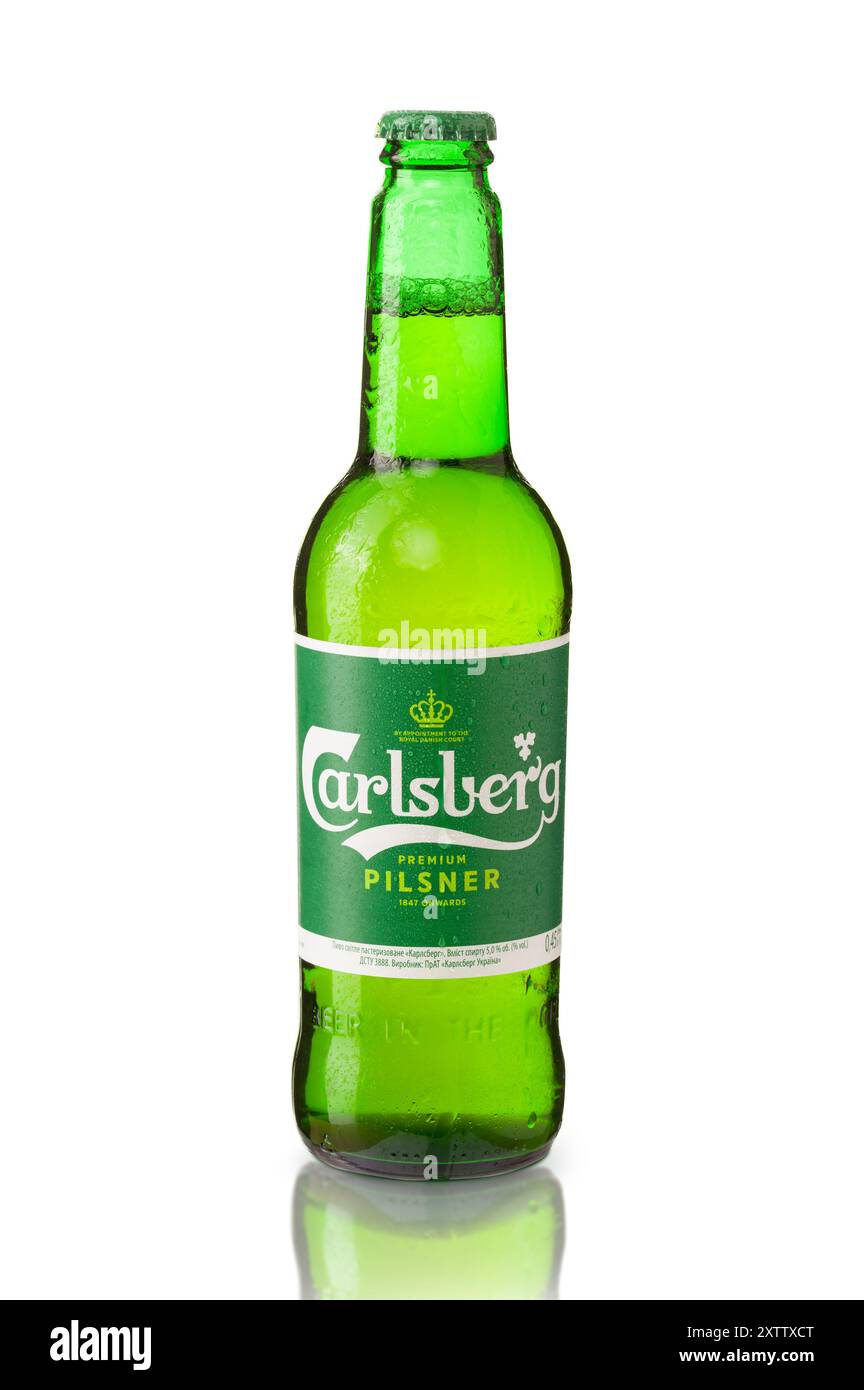 CHISINAU, MOLDOVA - August 5, 2024: Carlsberg Danish pilsner beer ...