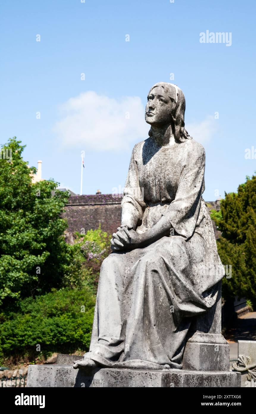 Statue of a young lady in the Old Town Cemetry, Stirling, Scotland ...
