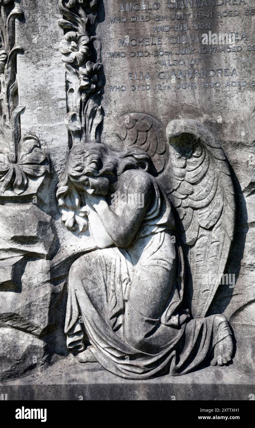 Carving of an angel on the headstone of the family Ciannandrea at Old ...