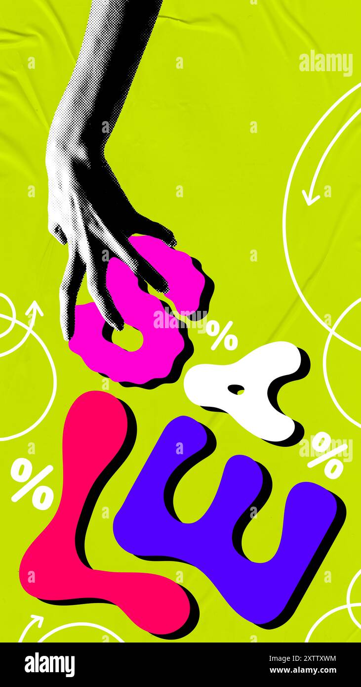 Creative ad poster for big sales season, sell-out events, with human ...