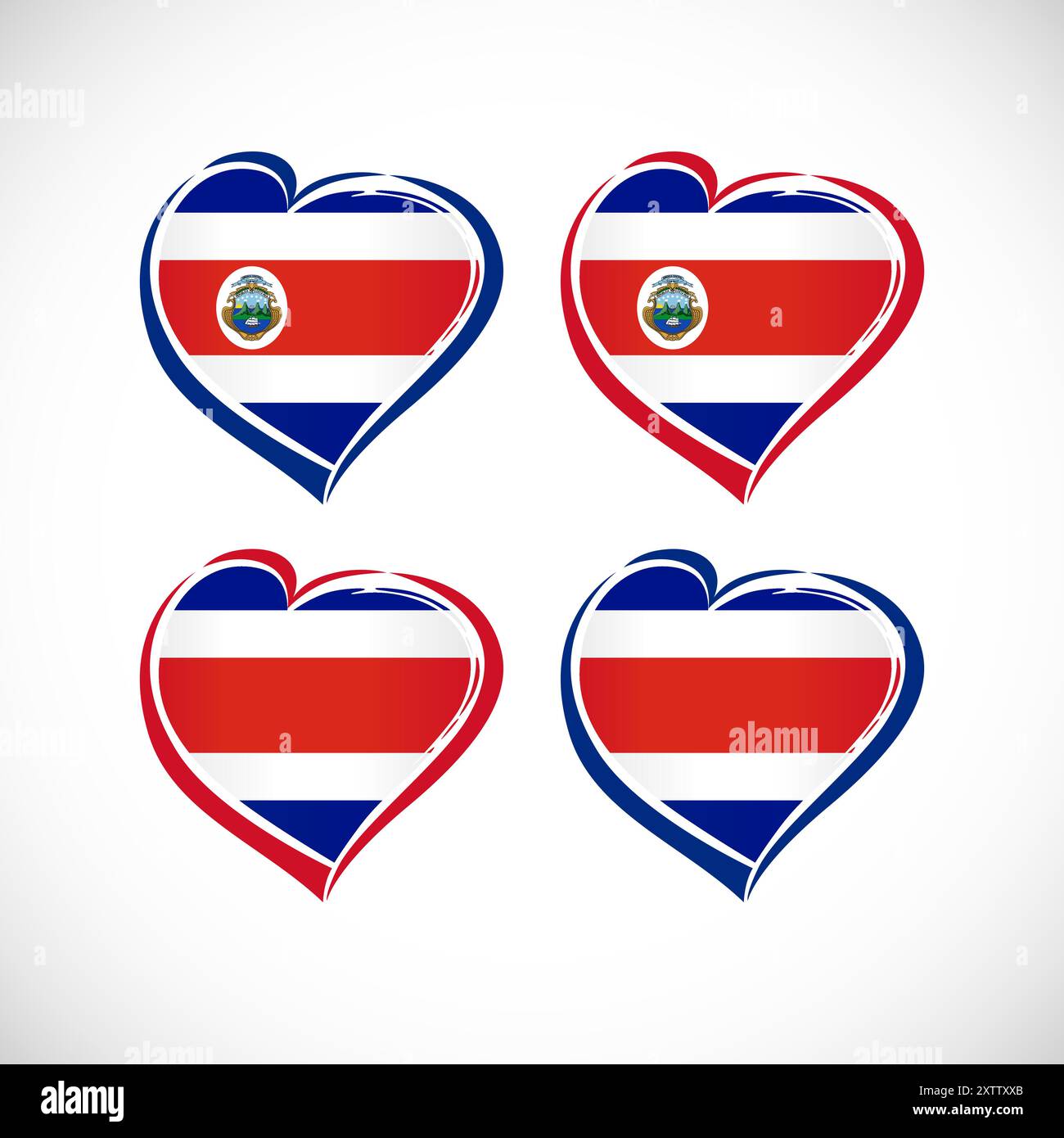 The collection of heart shaped icons with Costa Rican flag background ...
