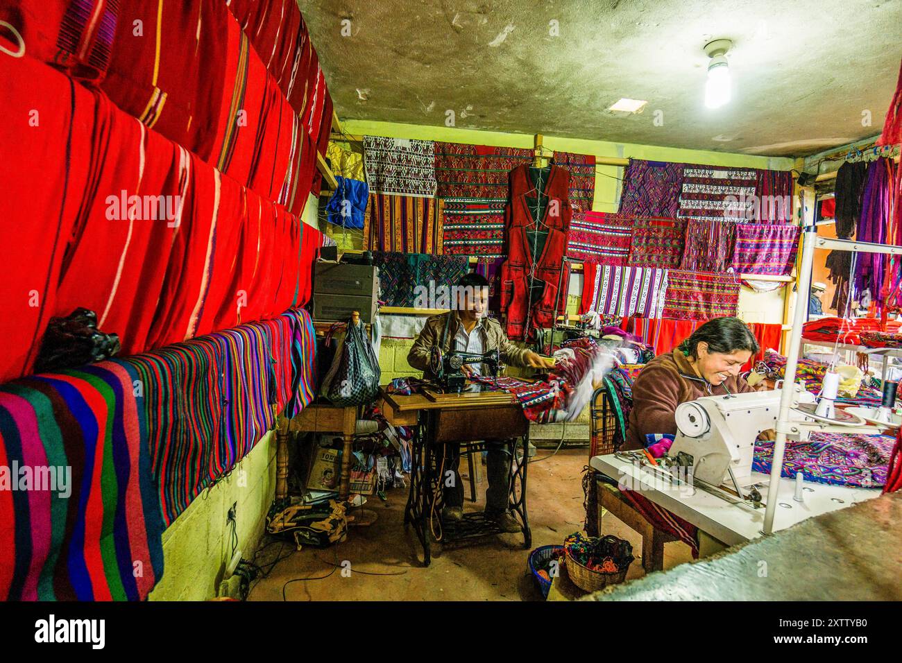 typical fabrics store - tailoring, municipal market, Santa María Nebaj, department of El Quiché ...