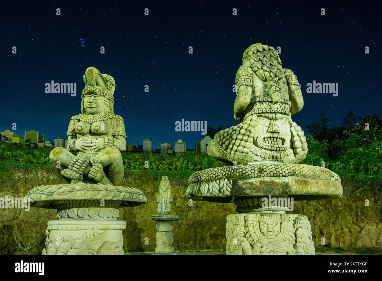 Mayan symbolic monument, Ceremonial Plaza Oxlajuj B'aqtun, next to the ...