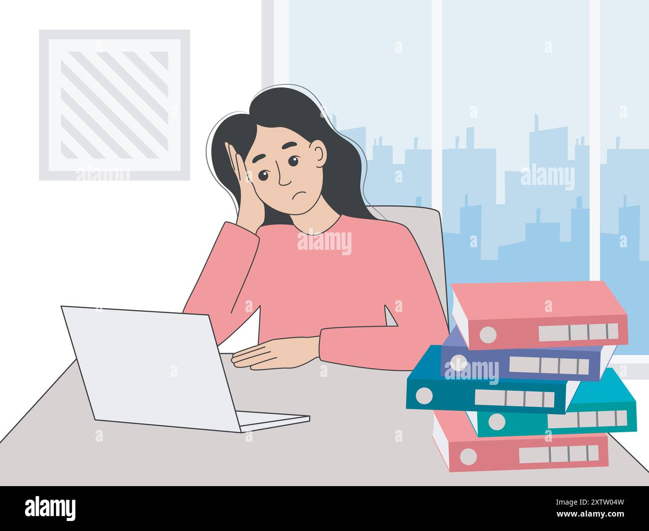 Tired businesswoman overworked business Stock Vector Images - Alamy