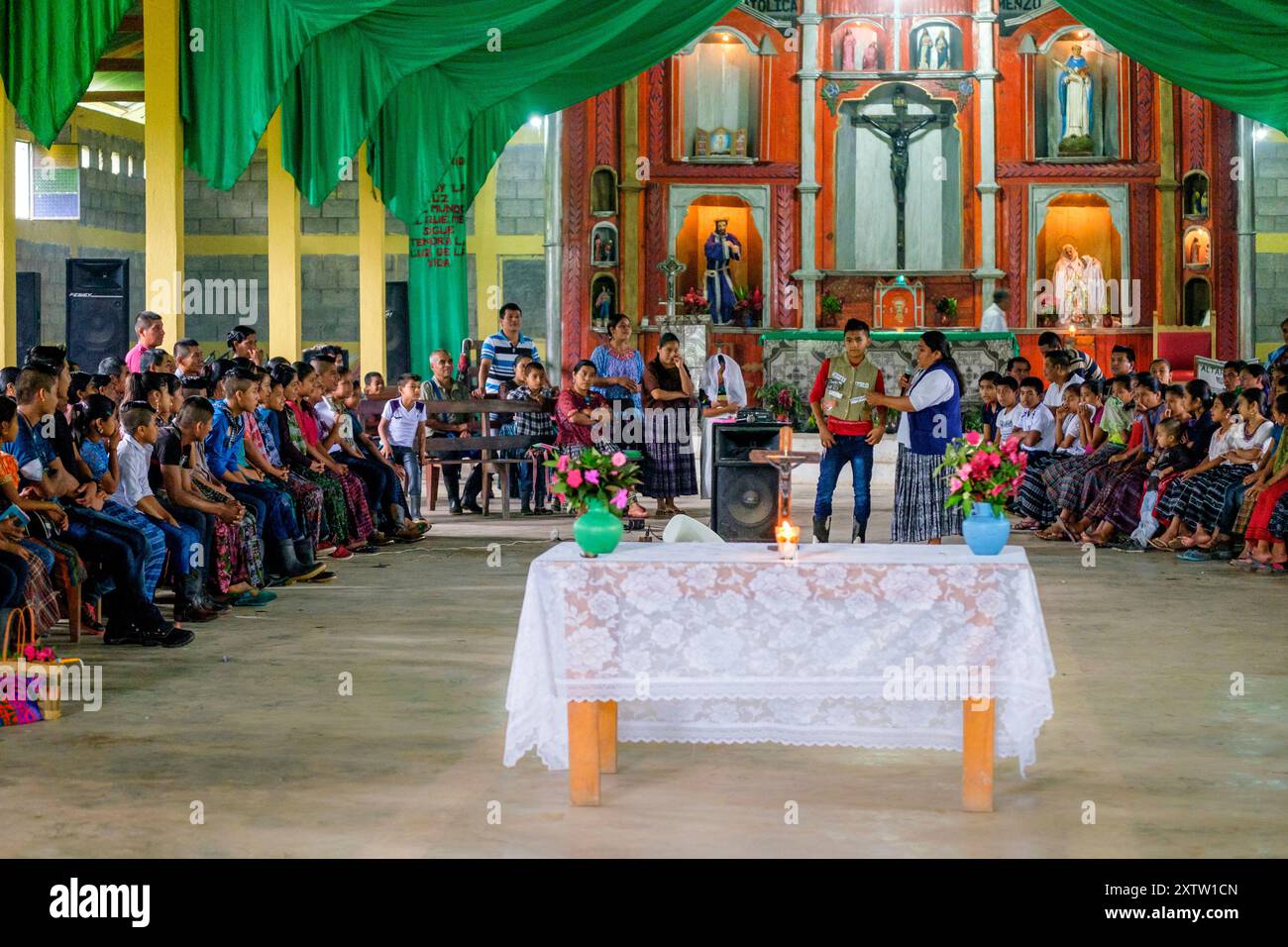Mass at the Catholic Church, La Taña, Franja Transversal del Norte ...