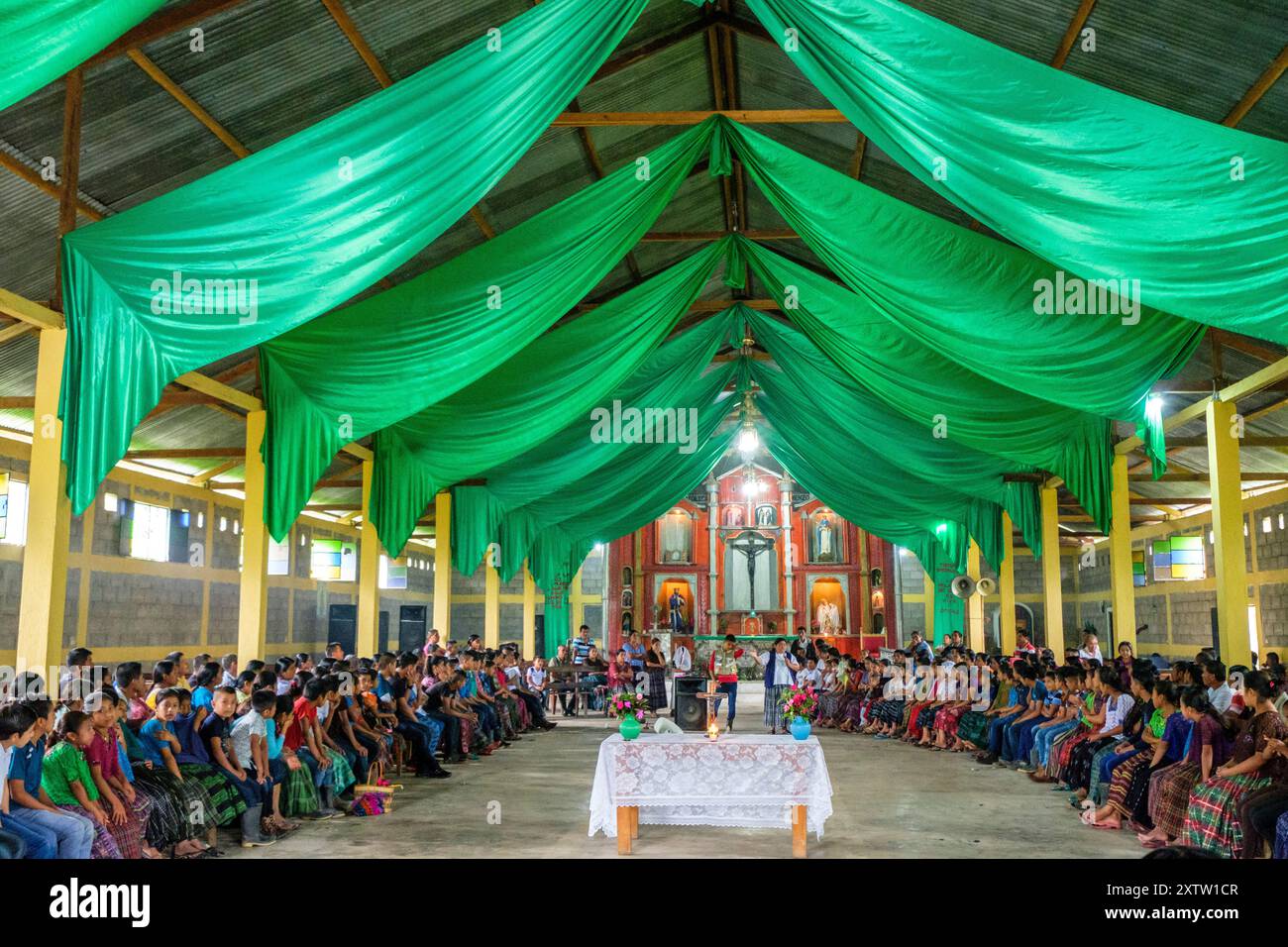 Mass at the Catholic Church, La Taña, Franja Transversal del Norte ...