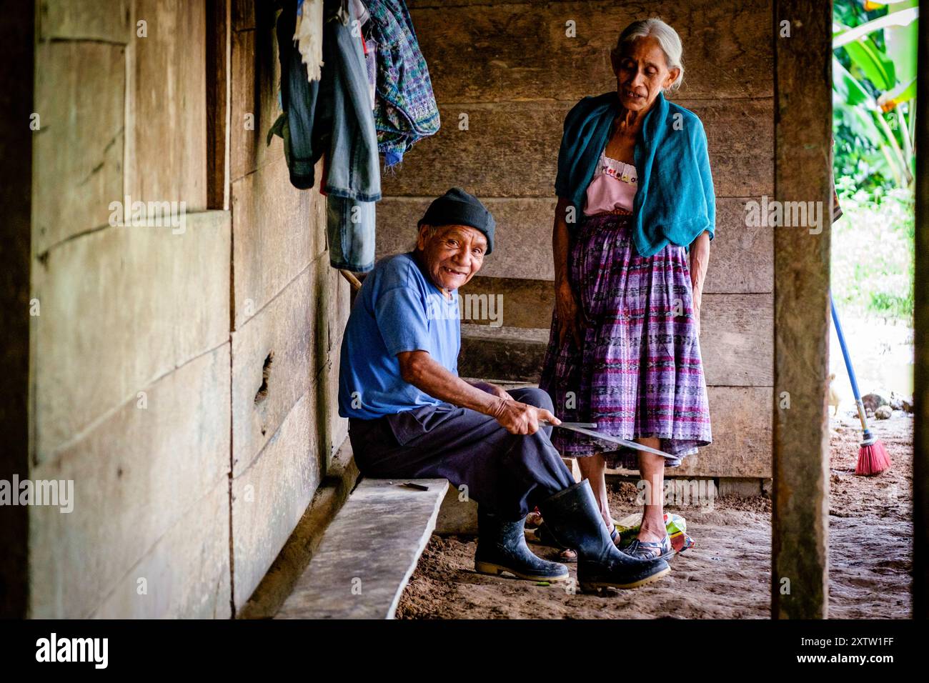 Old man sharpening his knife, Little Treasure, La Taña, Northern ...