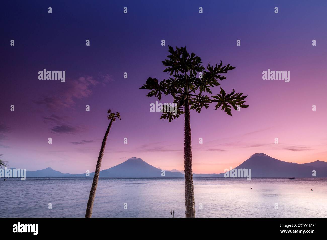 Traditional moorings and volcanoes of Atitlan 3537 m. and San Pedro ...